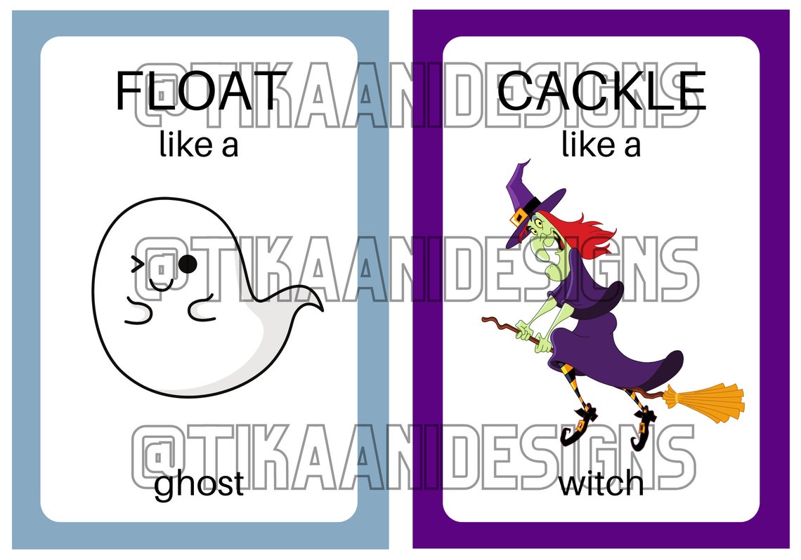 Halloween Movement Cards - Etsy