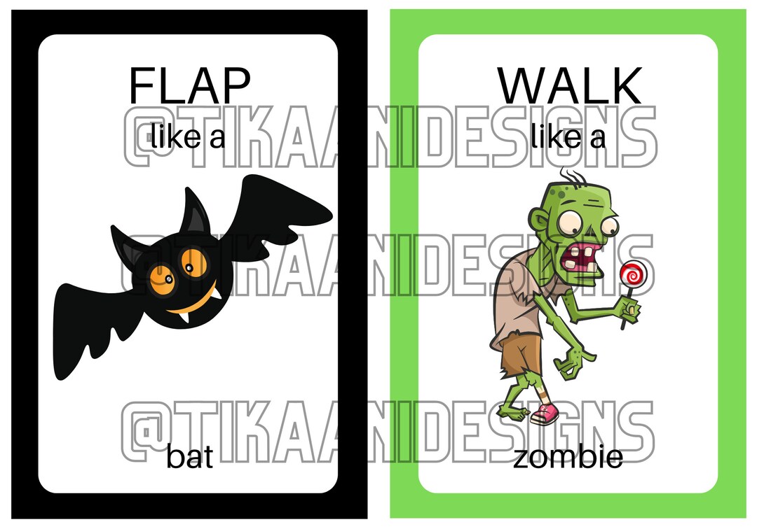 Halloween Movement Cards - Etsy