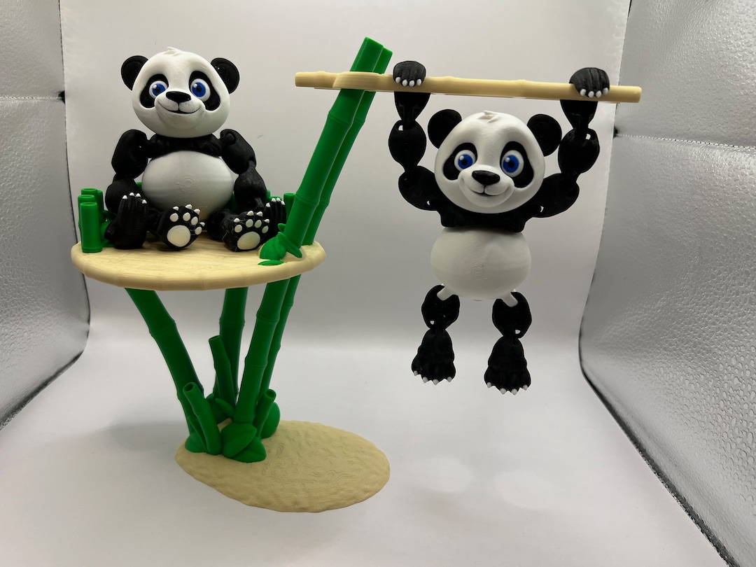 Flexi Pandas x2 With Bamboo Stand - Etsy