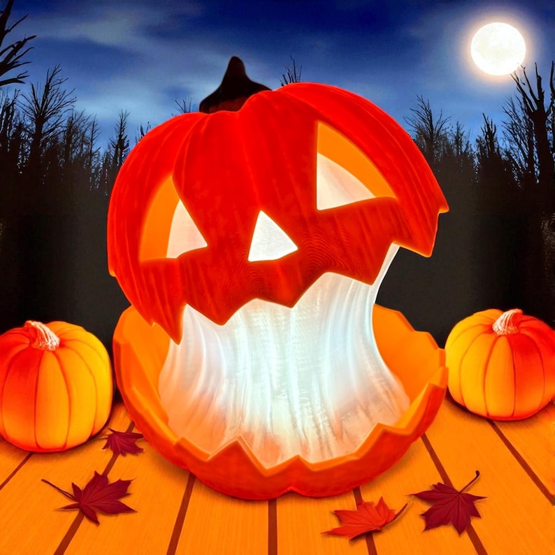 3D Printed Glow-guts Jack O' Lantern With LED Puck Light - Etsy