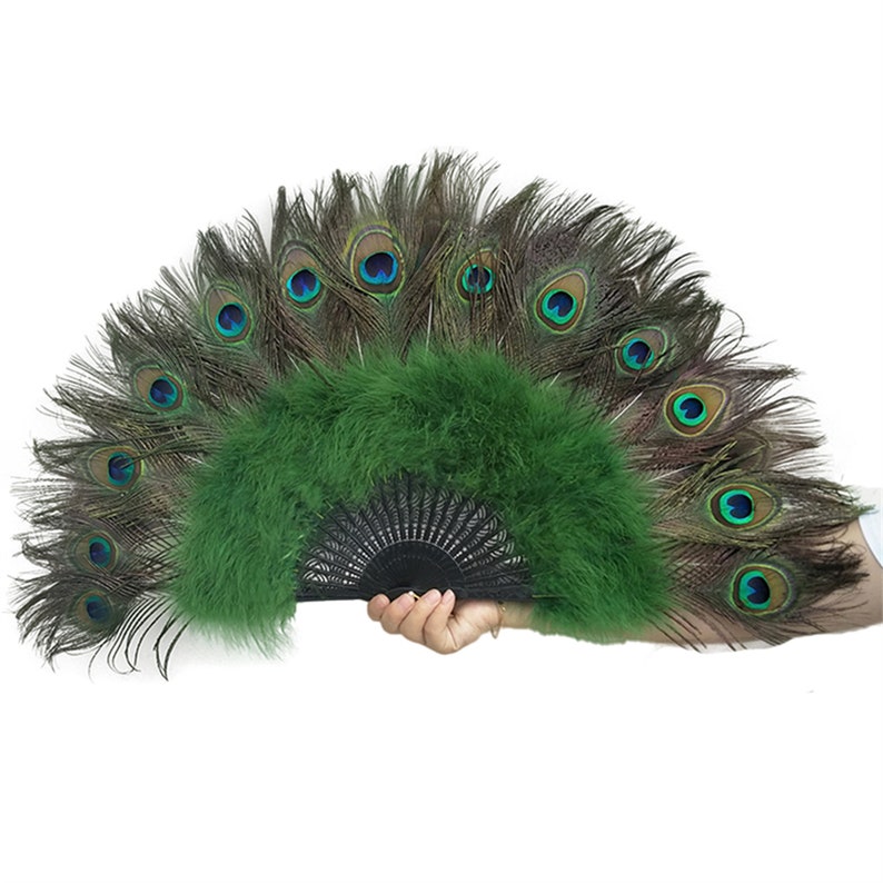 Peacock Feather Hand Fan: Black Bridal Wedding Fan (65x35cm) - Etsy