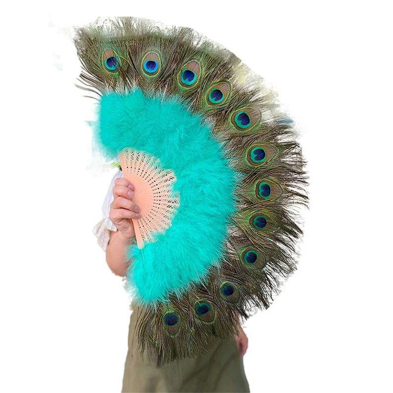 Peacock Feather Hand Fan: Black Bridal Wedding Fan (65x35cm) - Etsy
