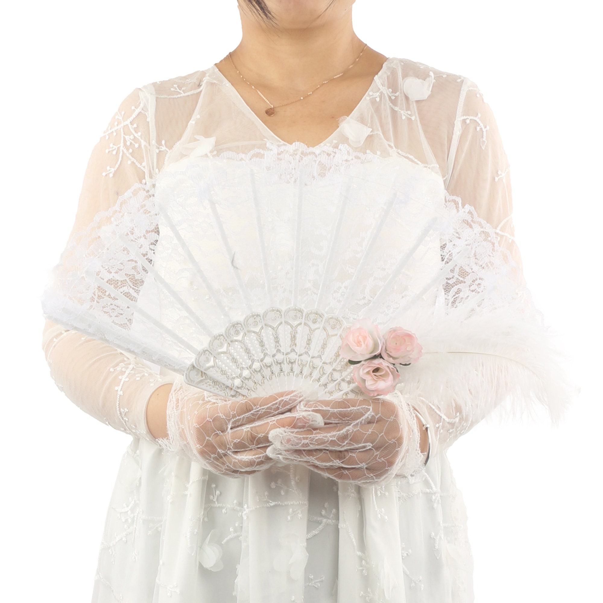 White Pearl Lace Bridal Hand Fan: Bejeweled Wedding Accessory - Etsy