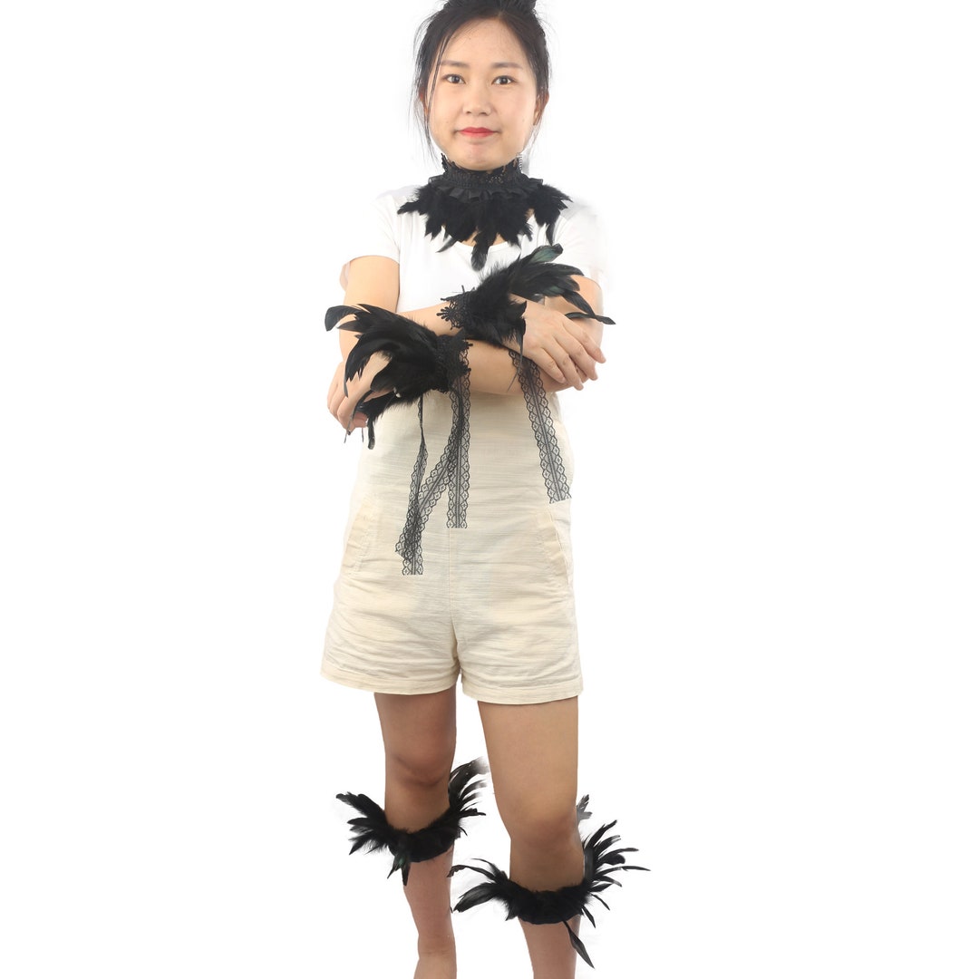 Black Feather Neck Choker Halloween Costume/feather Shrug/stage Show ...