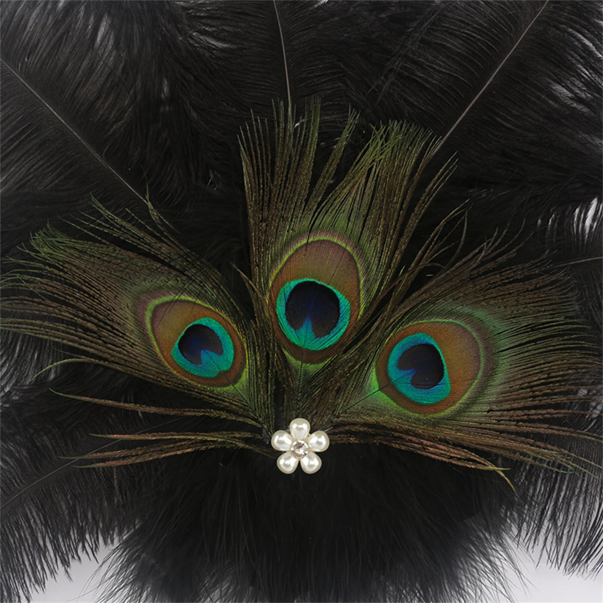 1920s Gates Vintage Fan/black Ostrich Feather Fans/peacock Feather Fans ...