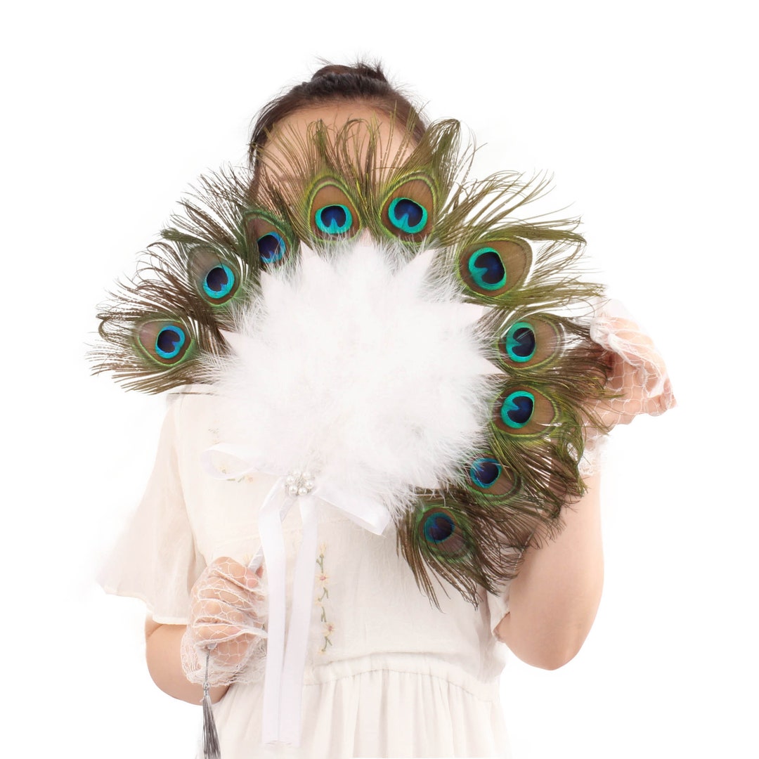 Peacock Feather Fans/large Feather Fans/wjite Marabou Turkey Feather ...