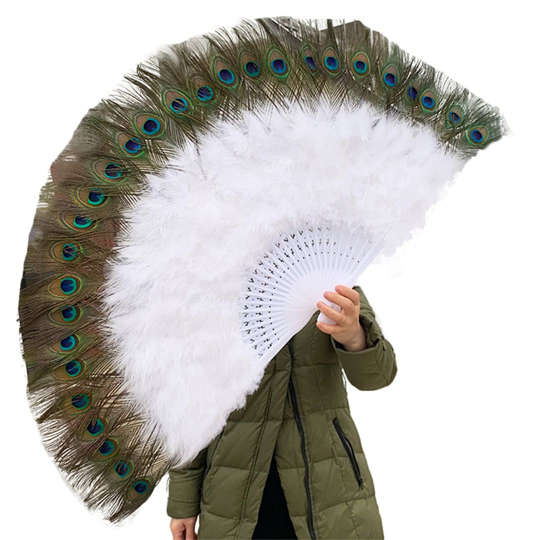 100*55cm Large Peacock Feather Fans/white Marabou Feather Fans/wall ...