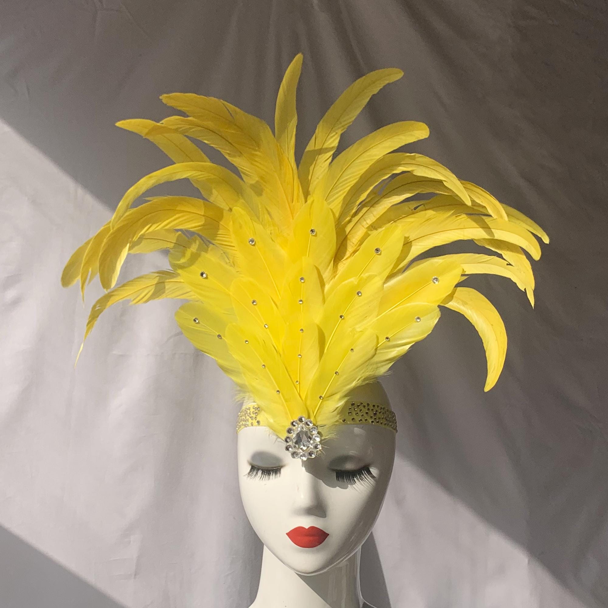 Yellow Carnival Feather Headpiece/crystals Headpiece/custom Carnival ...
