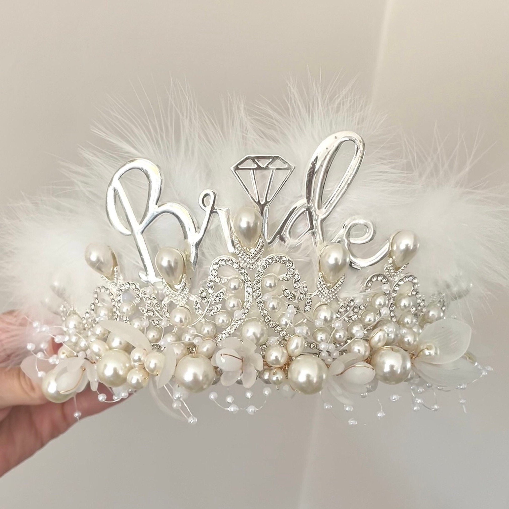 Bride to Be Crown / Hen Crown in Pearl & White Extravagant | Etsy UK