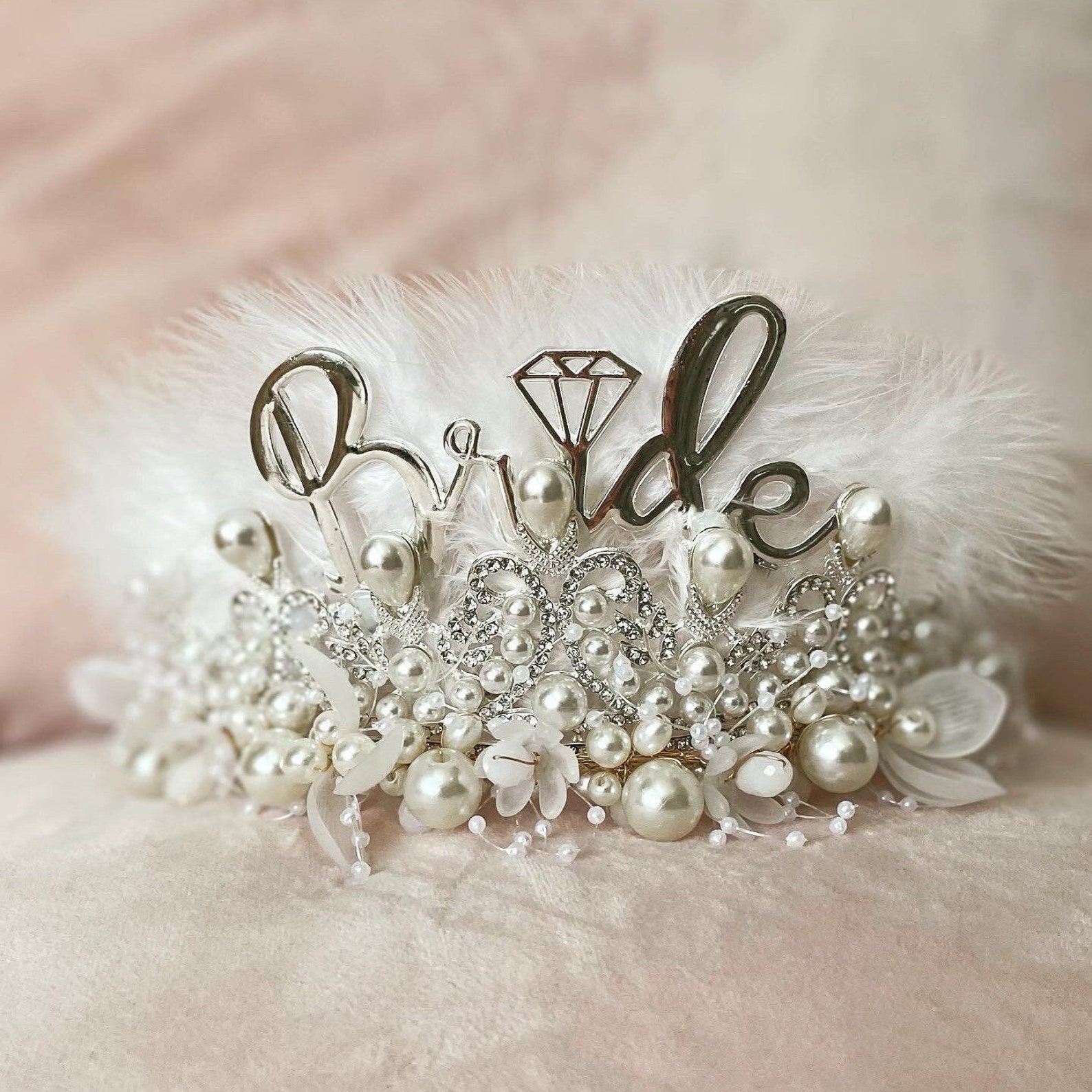 Bride to Be Crown / Hen Crown in Pearl & White Extravagant - Etsy UK