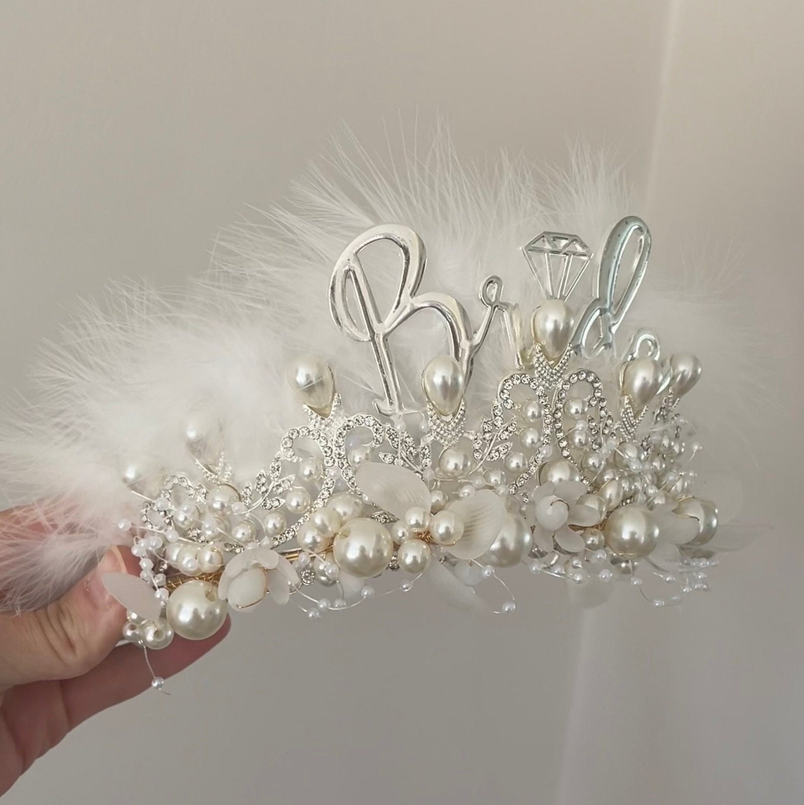 Bride to Be Crown / Hen Crown in Pearl & White Extravagant | Etsy UK