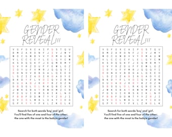 Gender Reveal Word Search Printable - Etsy