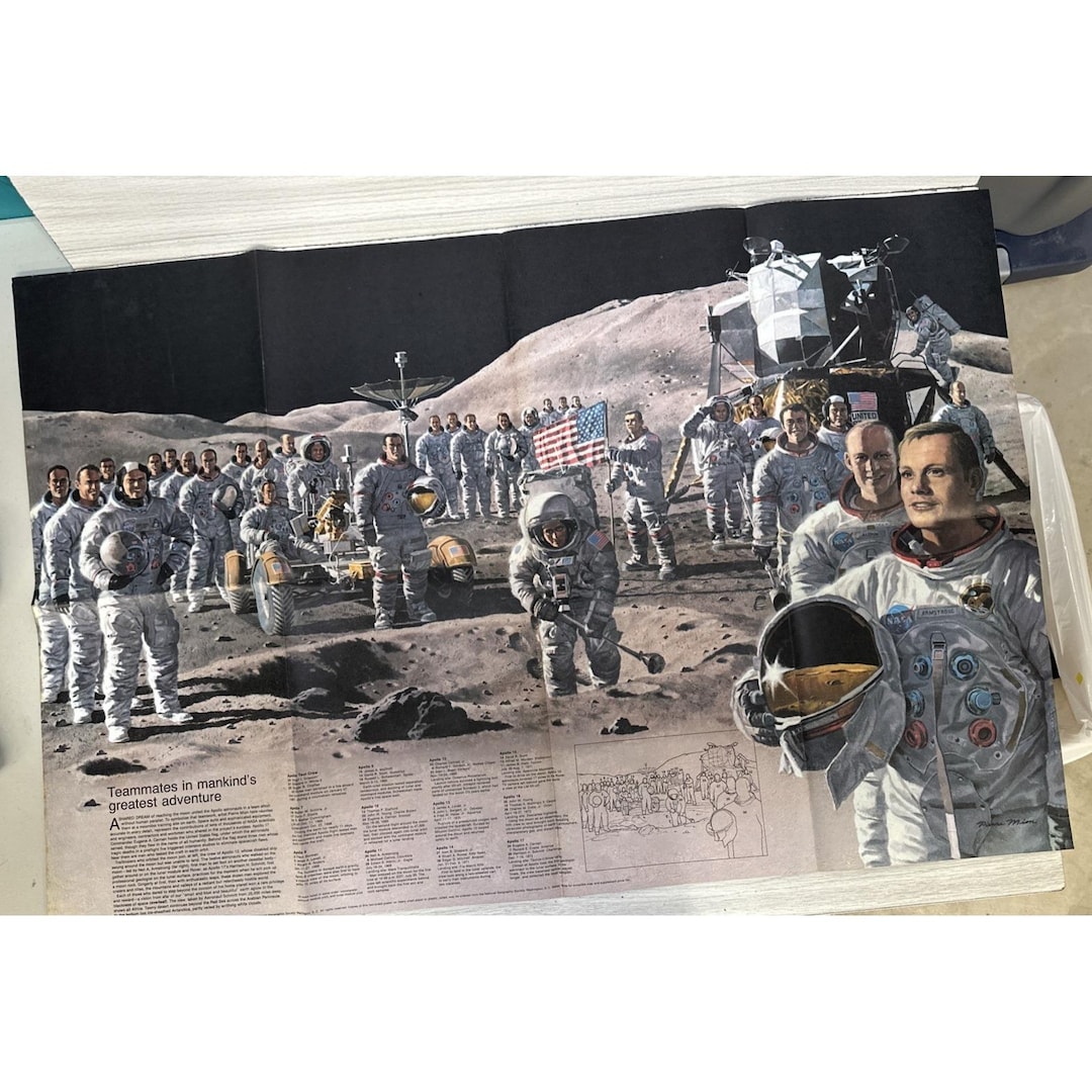 NASA Apollo Poster National Geographic Sept 1973 Moon Landing ...