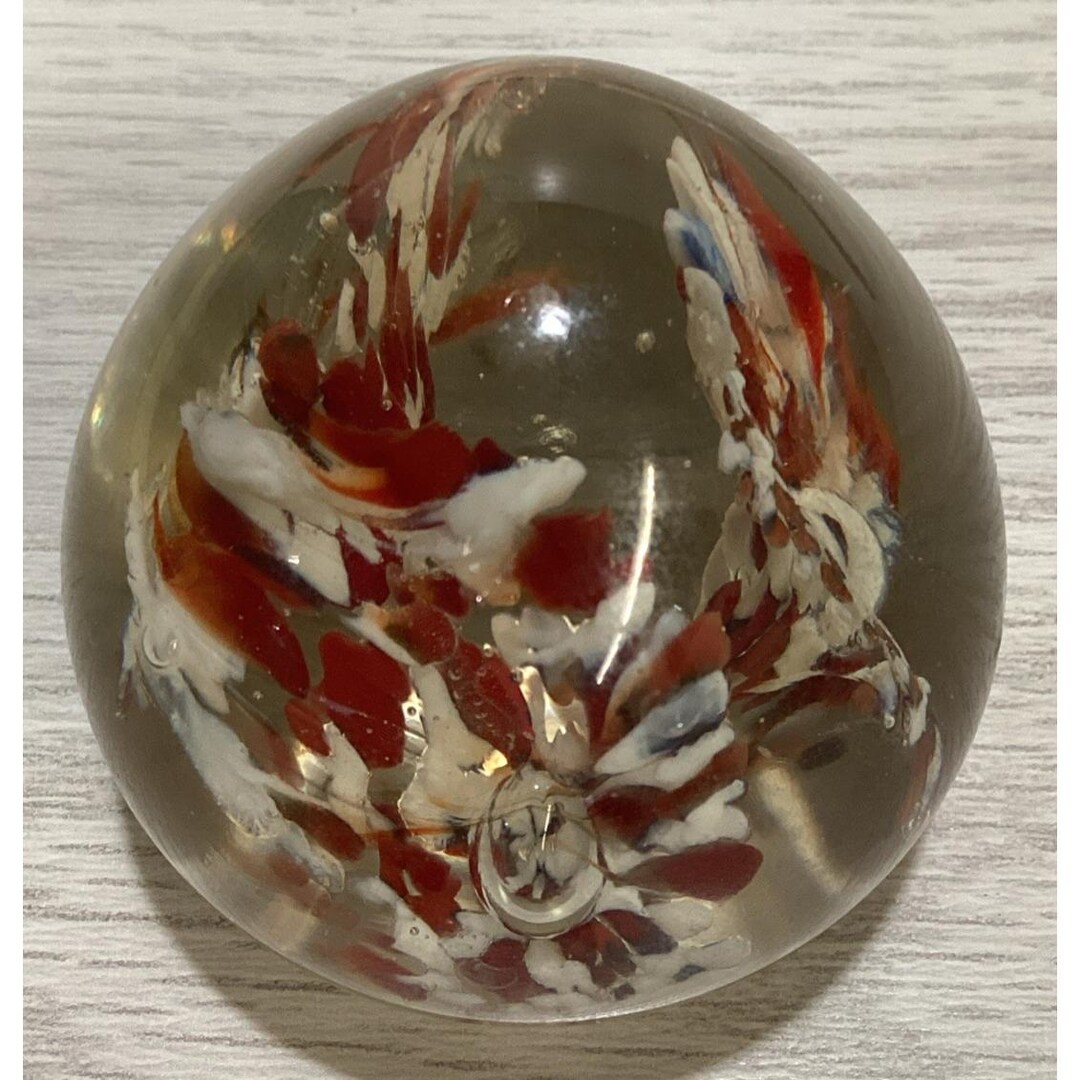 Art Deco Glass Paperweight 2.25x2" India Rust & White Large Flowers ...