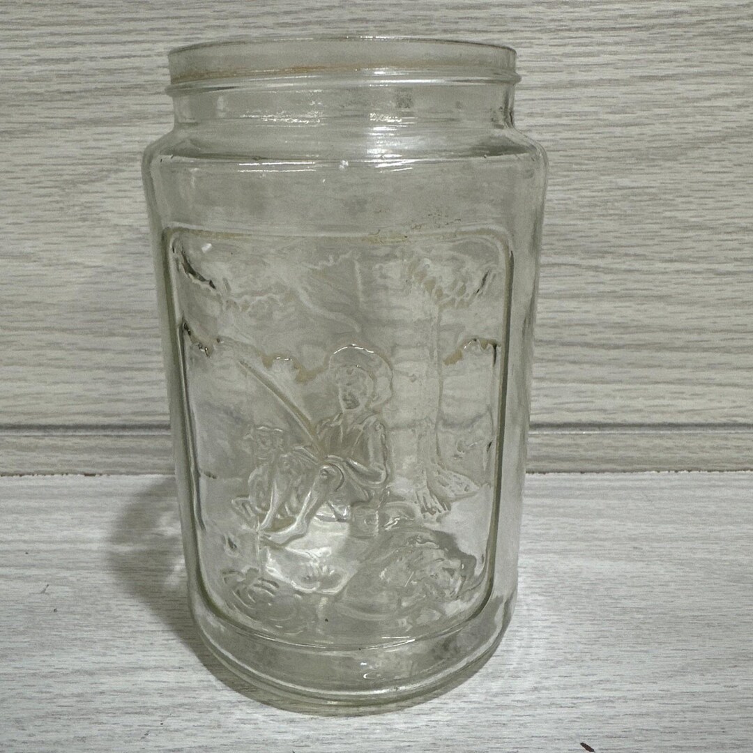 ANCHOR HOCKING Glass Summer Coffee Tang Container (6x3.75") Vintage *no ...