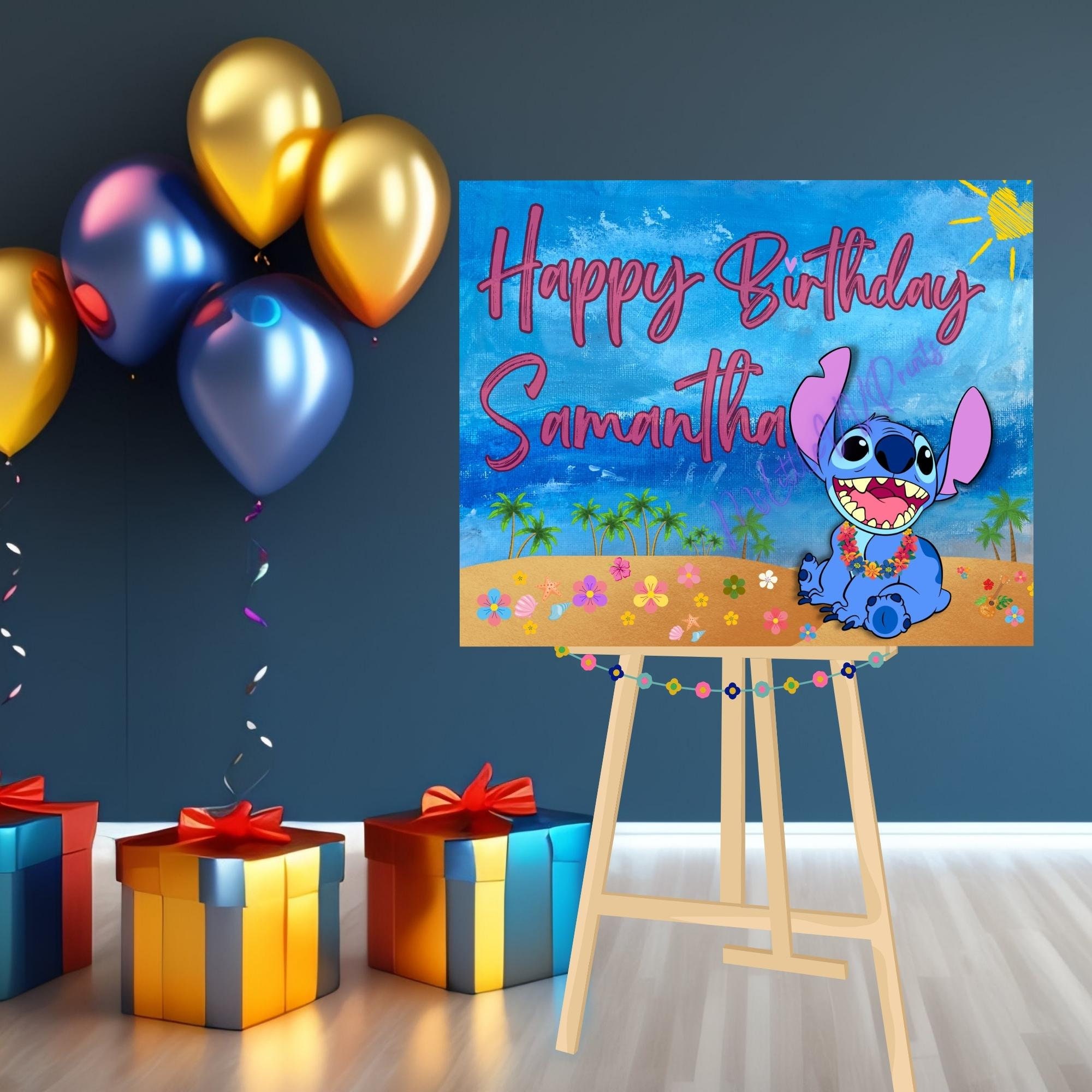 Personalized Stitch Happy Birthday Poster, Digital Download, Stitch ...