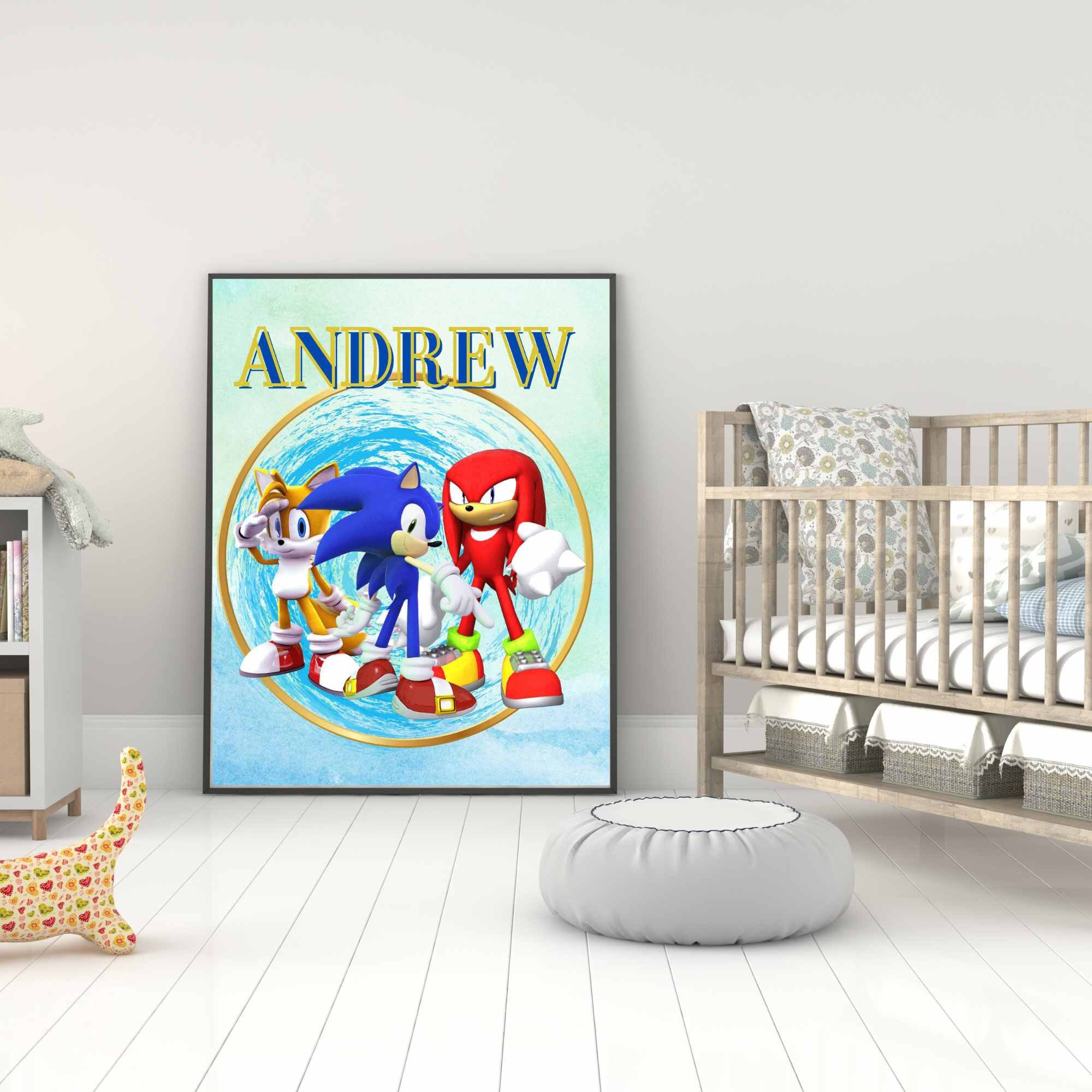 Personalized Digital Name Poster, Sonic Custom Name Poster. Kids Wall ...