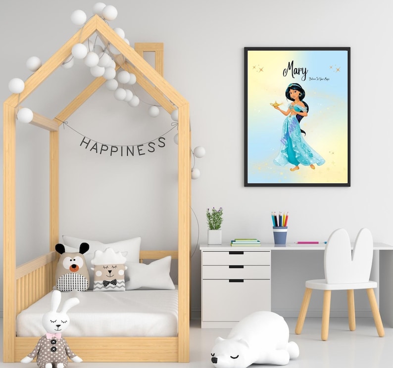 Personalized Princess Jasmine Poster: Custom Name Nursery Decor ...
