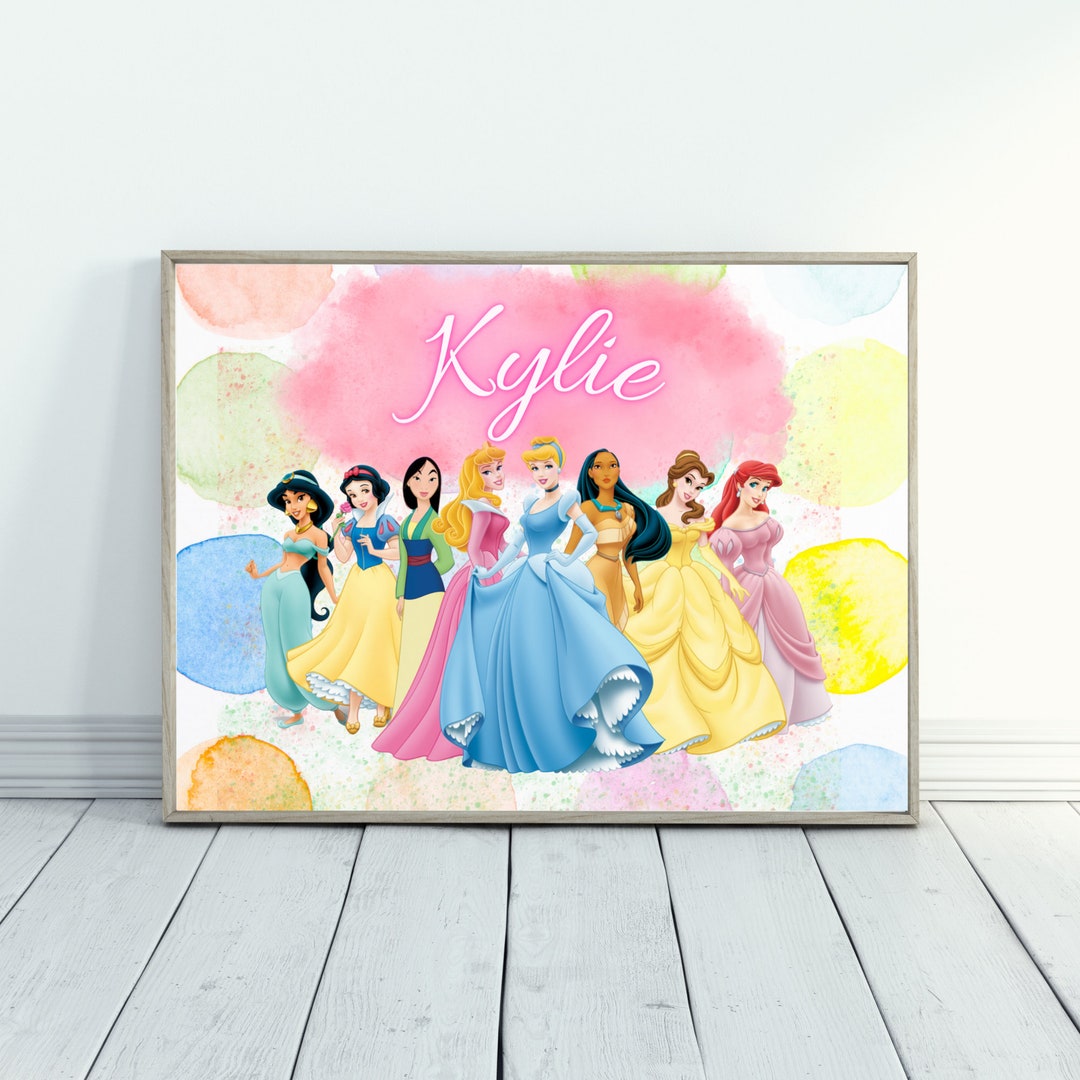 Personalized Princesses Digital Name Poster, Jasmine, Snow White ...