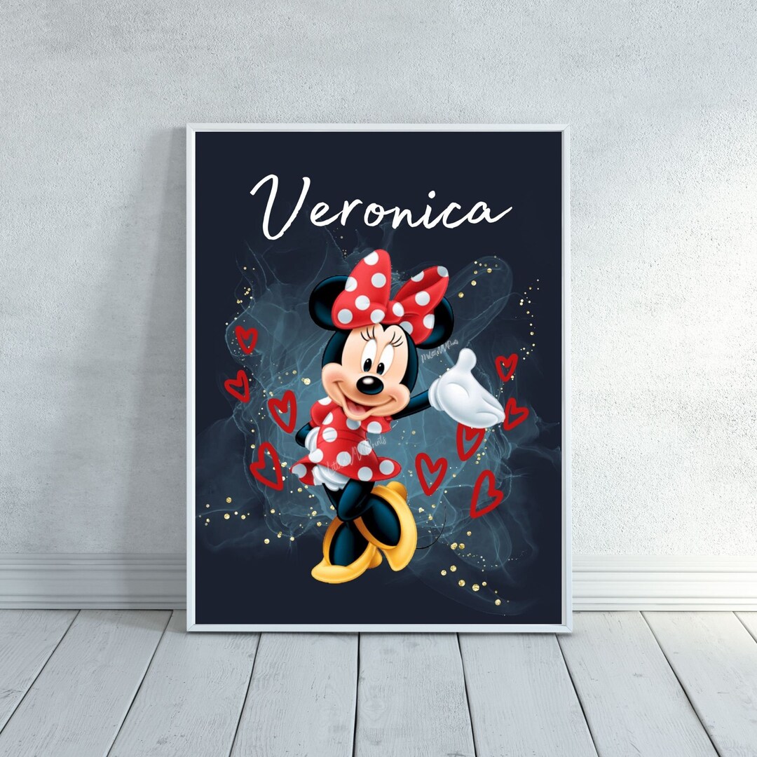 Personalized Minnie Mouse Name Poster: Custom Kids Room Decor (digital ...