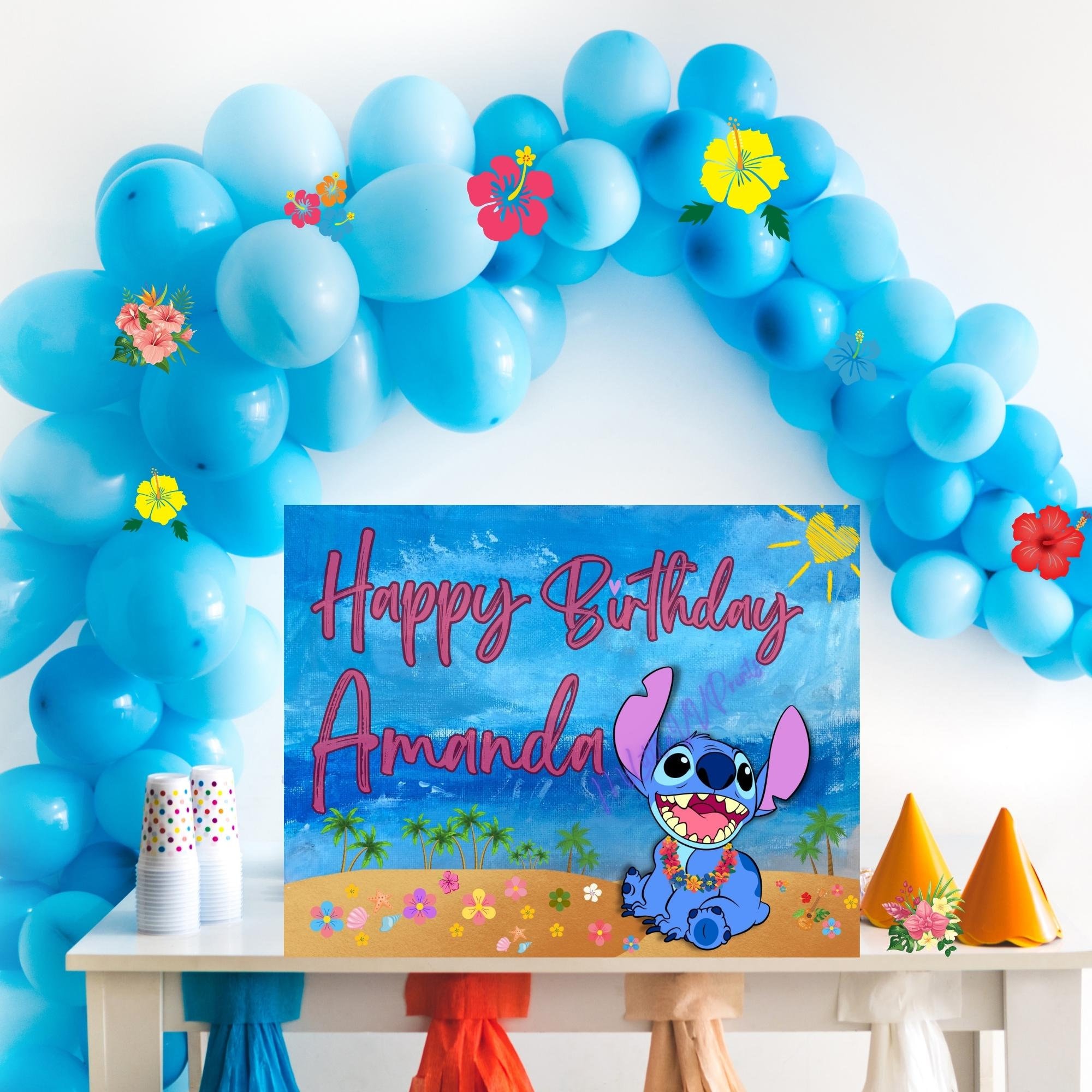 Personalized Stitch Happy Birthday Poster, Digital Download, Stitch ...