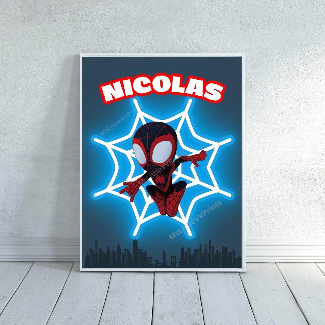 Personalized Spidey and Friends Name Digital Poster. Custum Made Spin ...