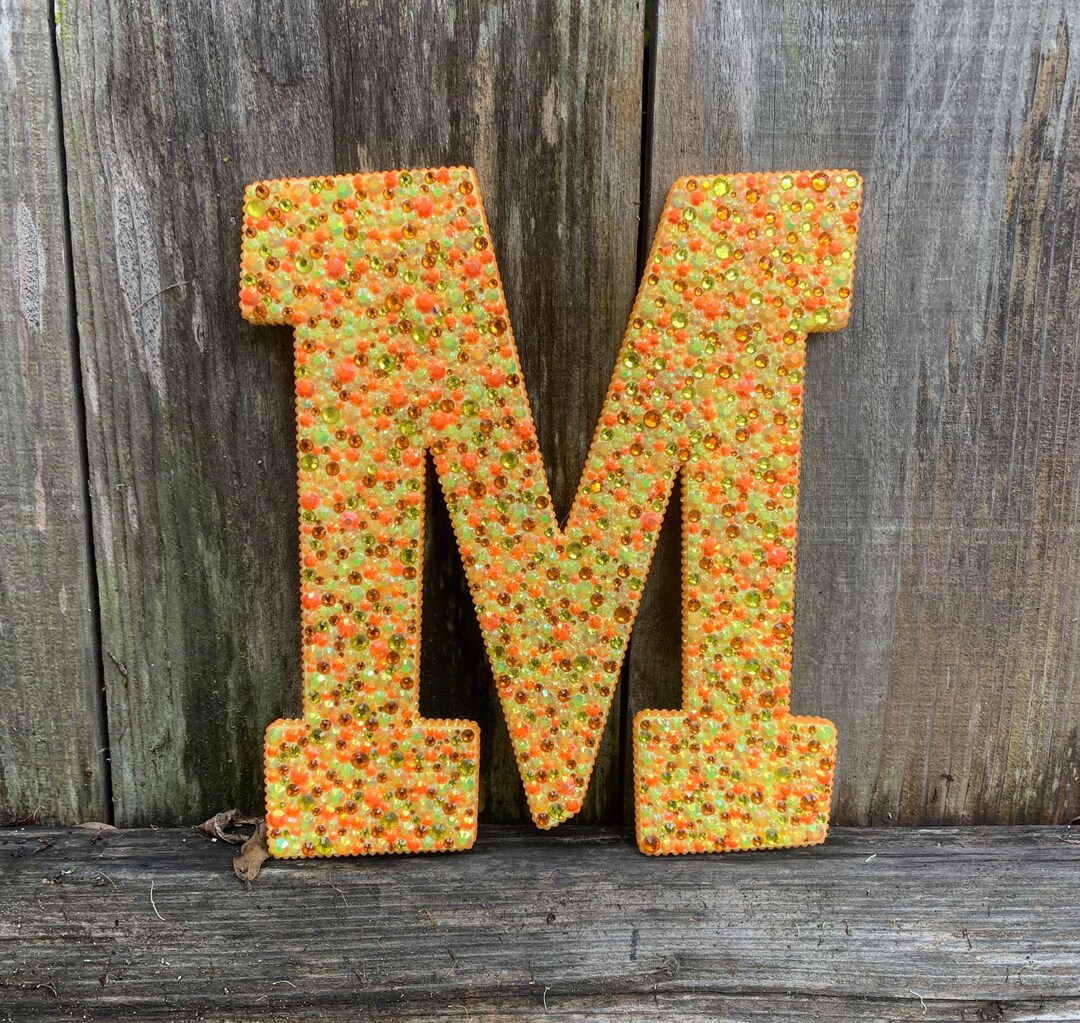 Bling Letter M - Orange and Yellow / Ready to Ship - Etsy