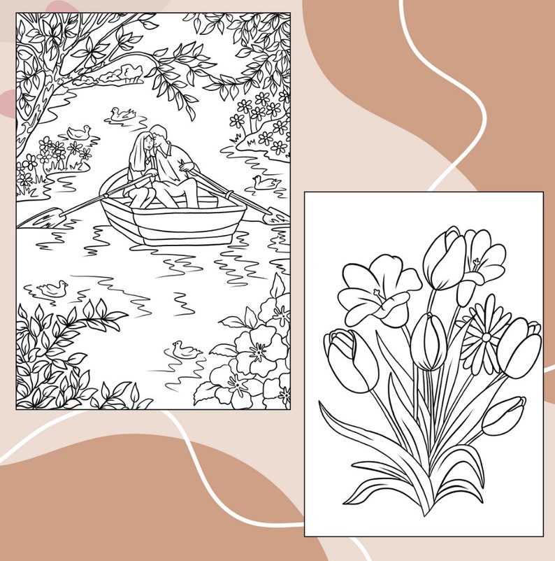 Minimalist Scenery Coloring Pages Coloring Pages for Seniors - Etsy
