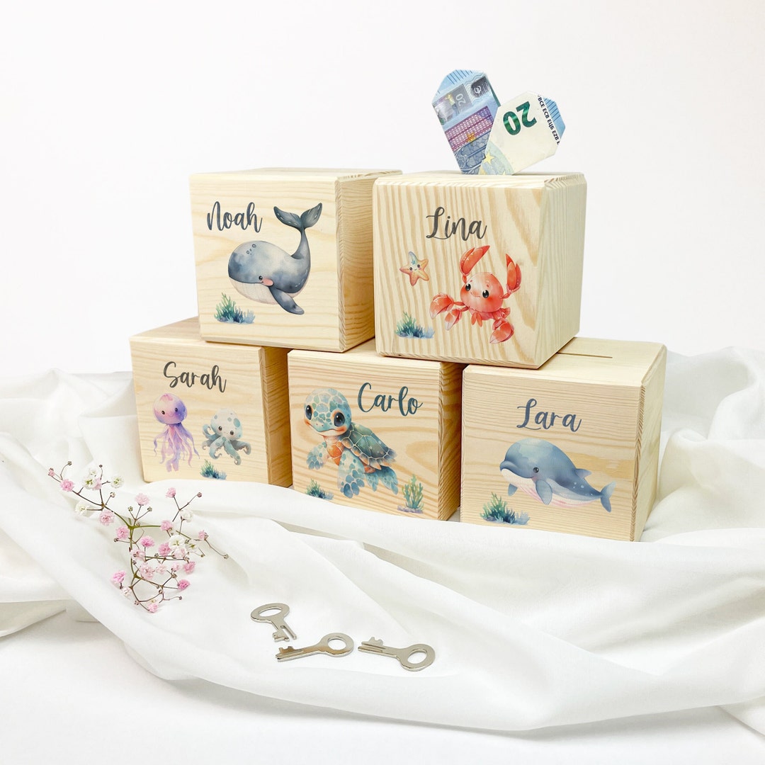 Personalized Money Box, Money Box, Money Box Child, Money Box Wood ...