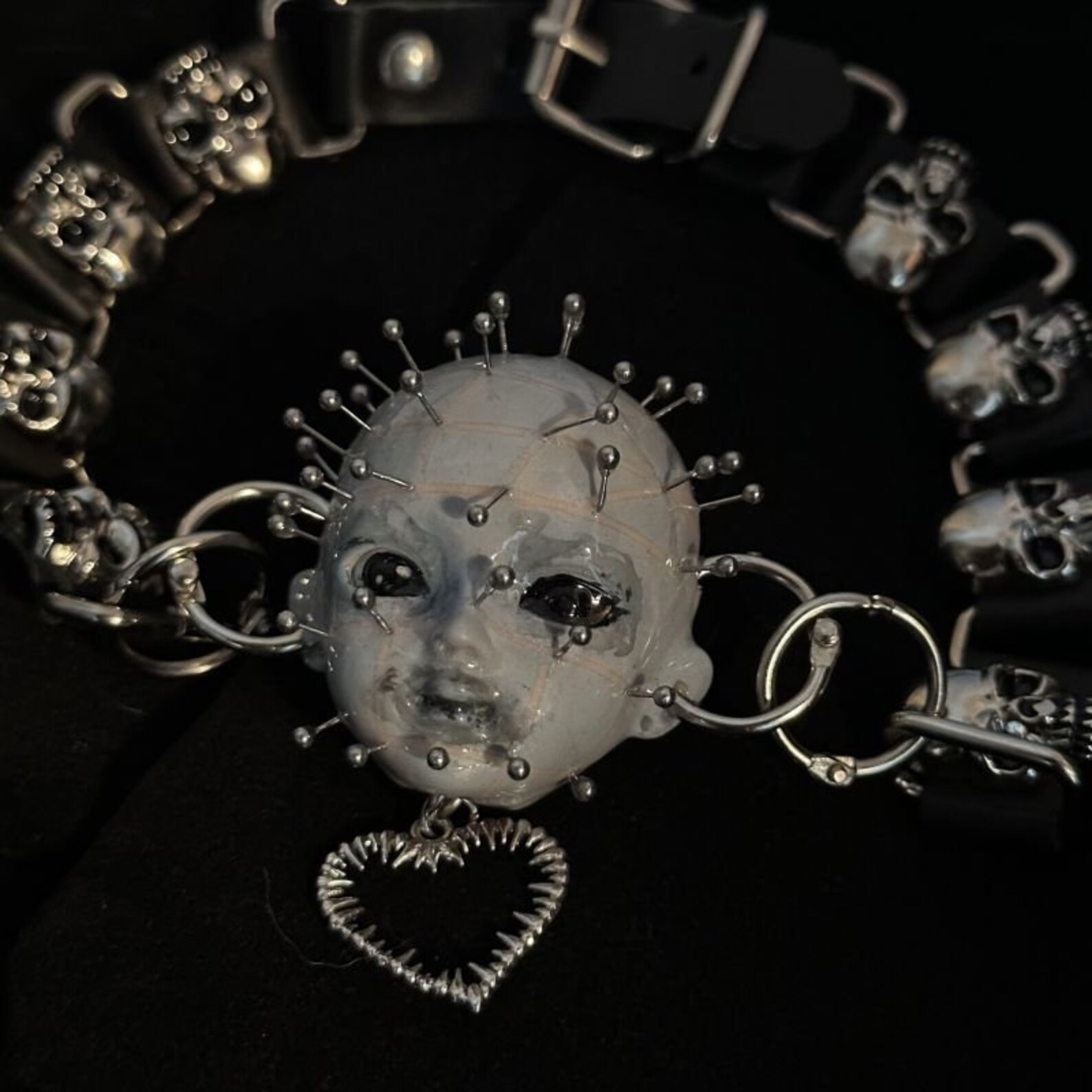 Personalized Blue Pinhead Chain Hellraiser Necklace, Unique Choker ...
