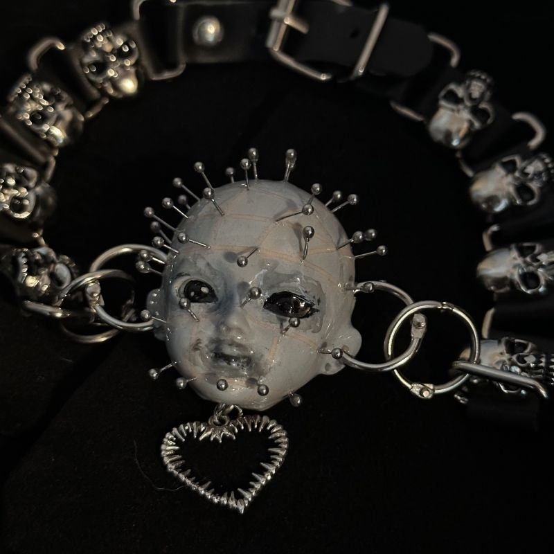 Personalized Blue Pinhead Chain Hellraiser Necklace, Unique Choker ...