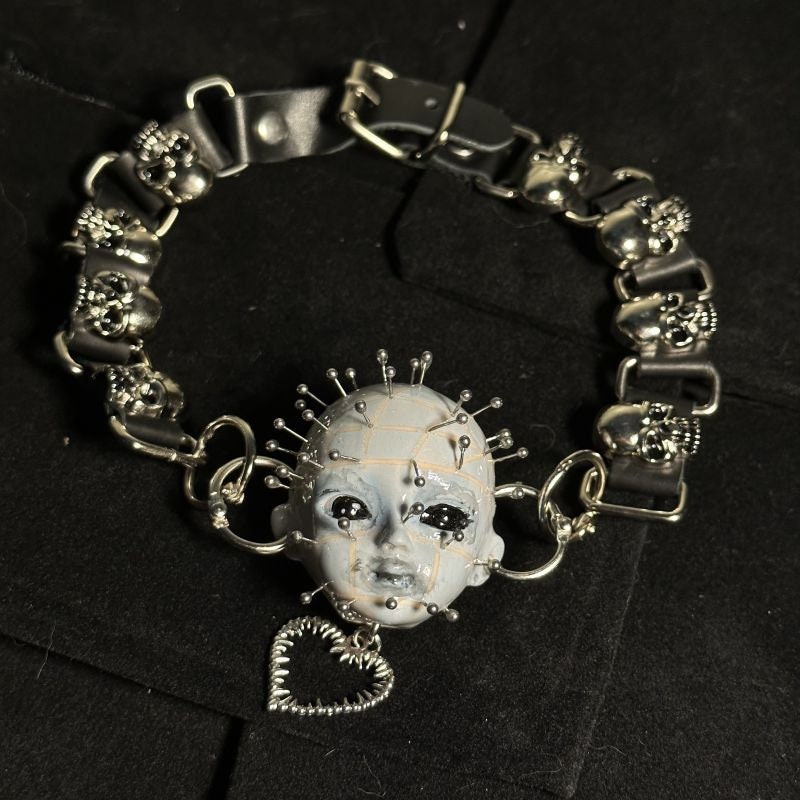 Personalized Blue Pinhead Chain Hellraiser Necklace, Unique Choker ...