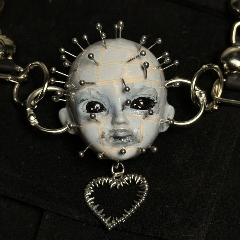 Personalized Blue Pinhead Chain Hellraiser Necklace, Unique Choker ...
