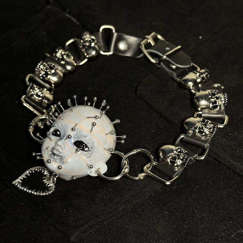 Personalized Blue Pinhead Chain Hellraiser Necklace, Unique Choker ...