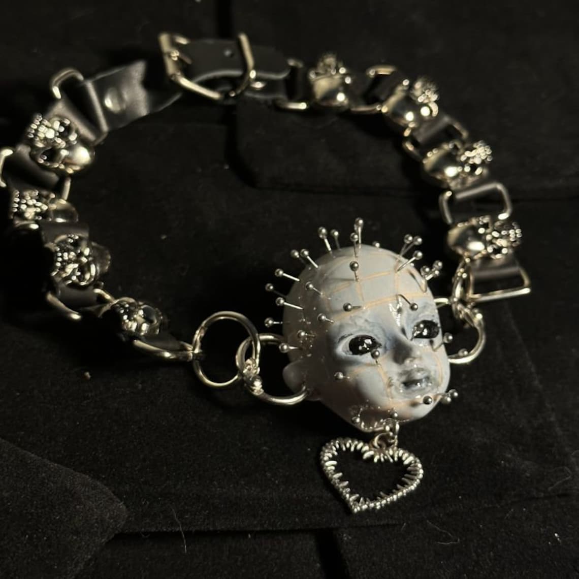 Personalized Blue Pinhead Chain Hellraiser Necklace, Unique Choker ...