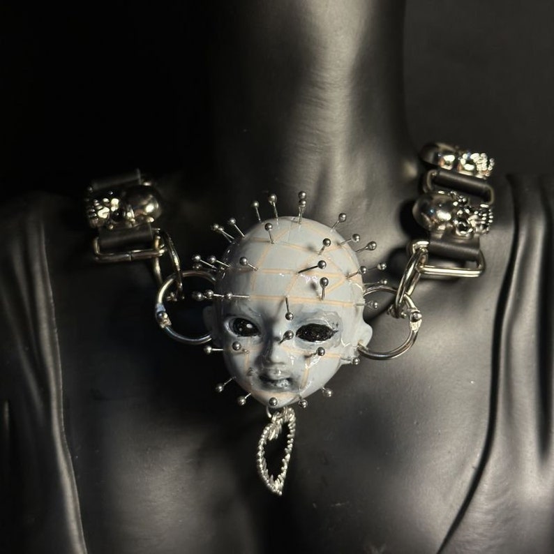 Personalized Blue Pinhead Chain Hellraiser Necklace, Unique Choker ...