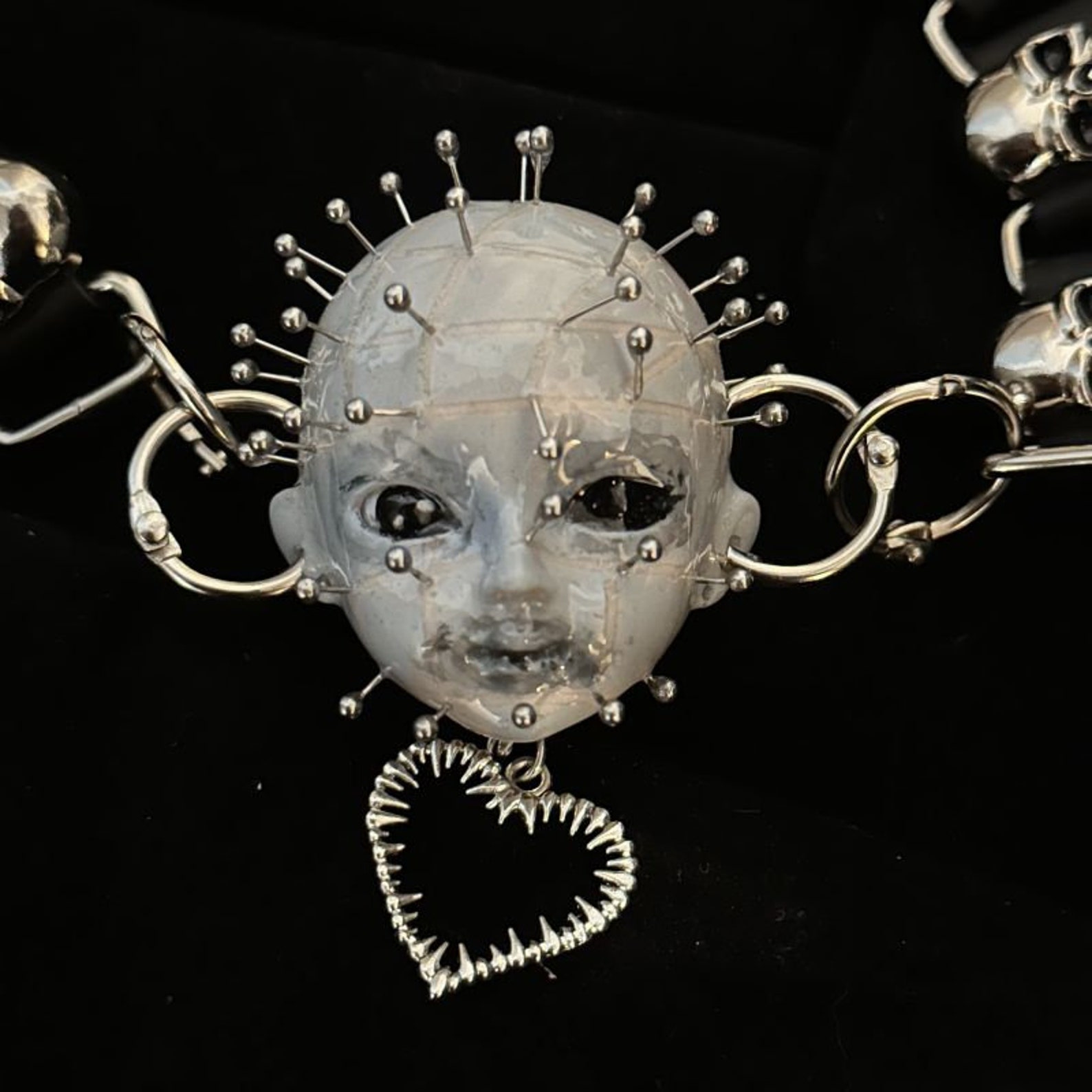 Personalized Blue Pinhead Chain Hellraiser Necklace, Unique Choker ...