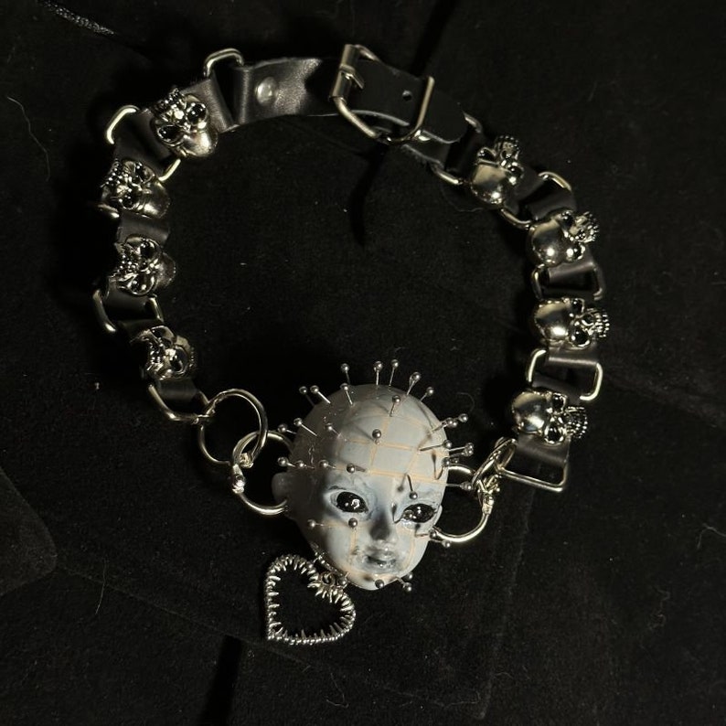 Personalized Blue Pinhead Chain Hellraiser Necklace, Unique Choker ...