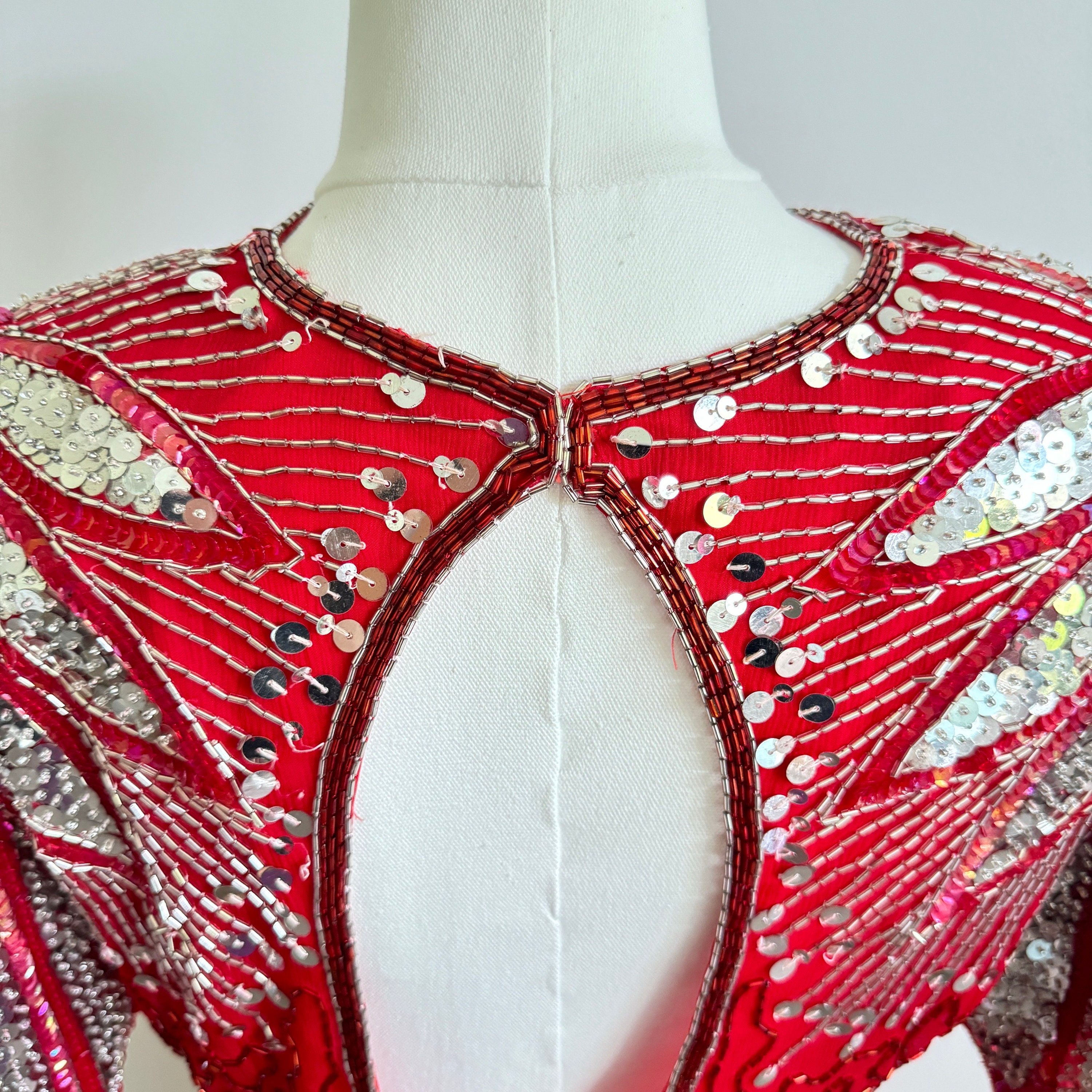 Red Hot Silver Vintage Sequinned Dress - Etsy