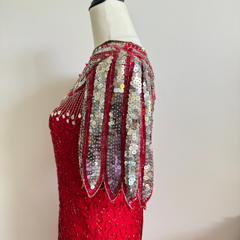 Red Hot Silver Vintage Sequinned Dress - Etsy