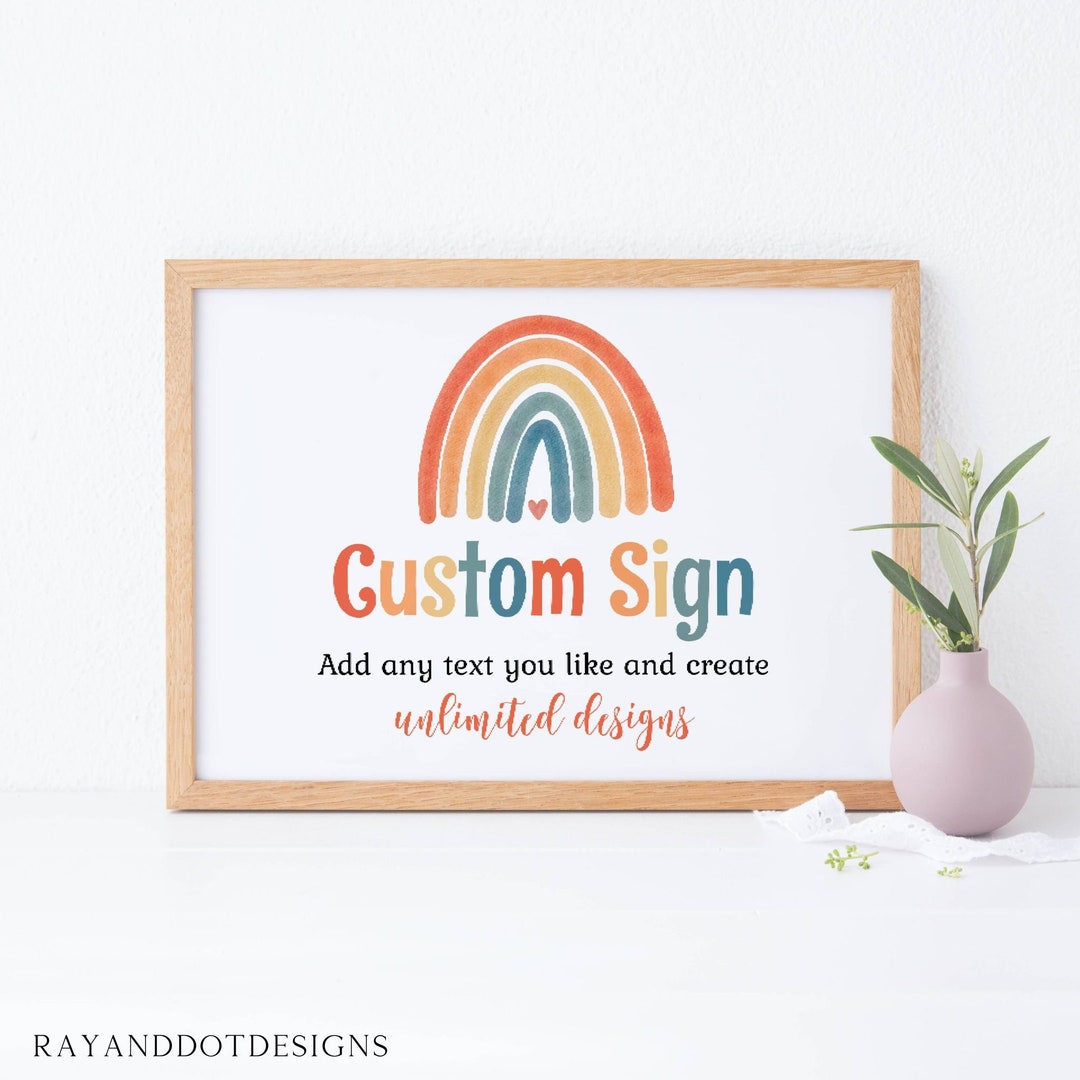 Editable Rainbow Custom Sign Rainbow Birthday Party Boho Rainbow Baby ...