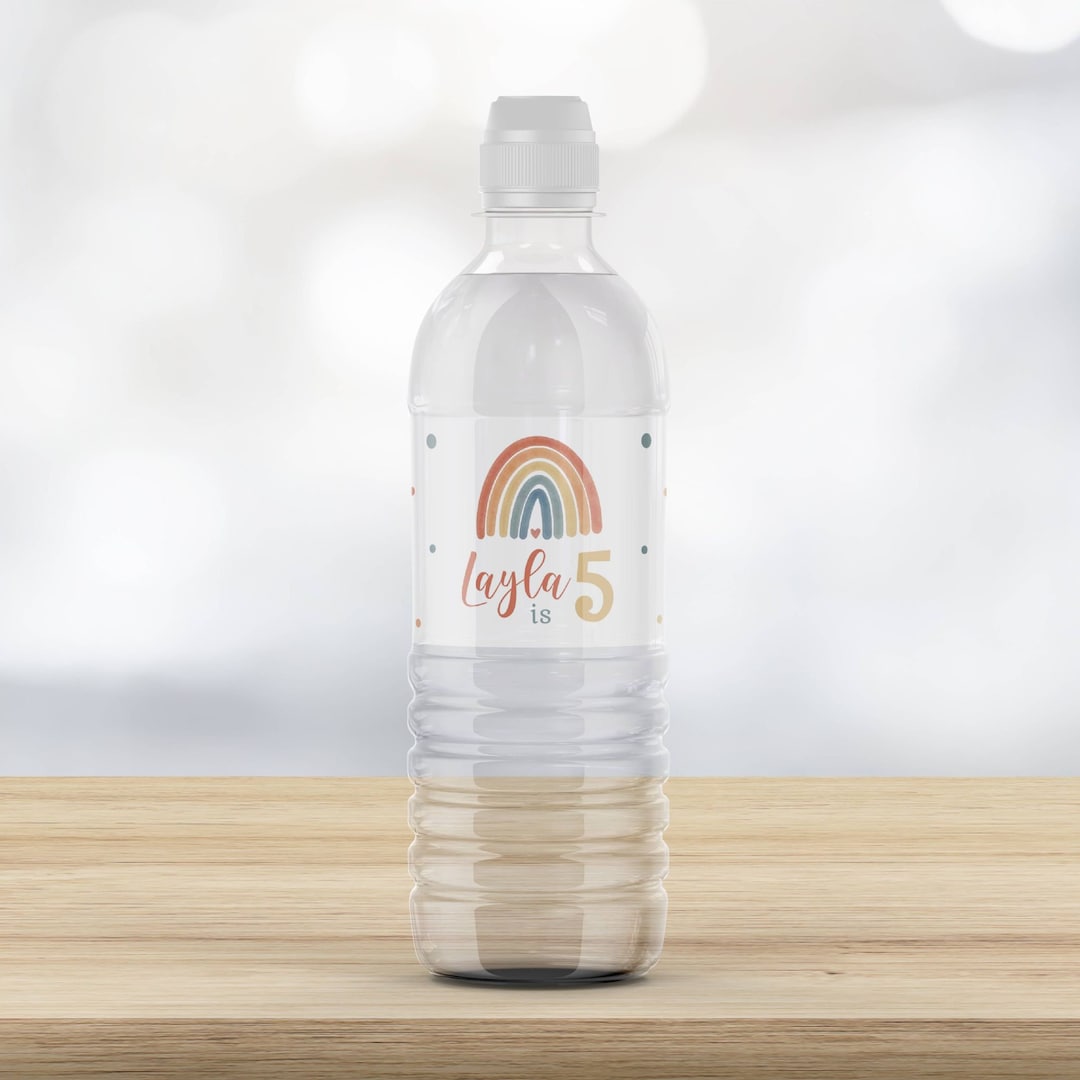 Editable Rainbow Water Bottle Label Rainbow Birthday Party Boho Rainbow ...