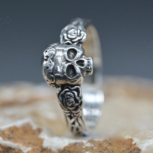 925 Sterling Silver Gothic Skull Ring Sizes 6-13 - Etsy