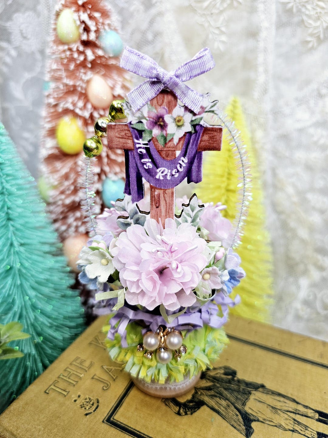 Vintage Christian Easter Gift Decoration Decor "he is Risen" Cross VTG ...