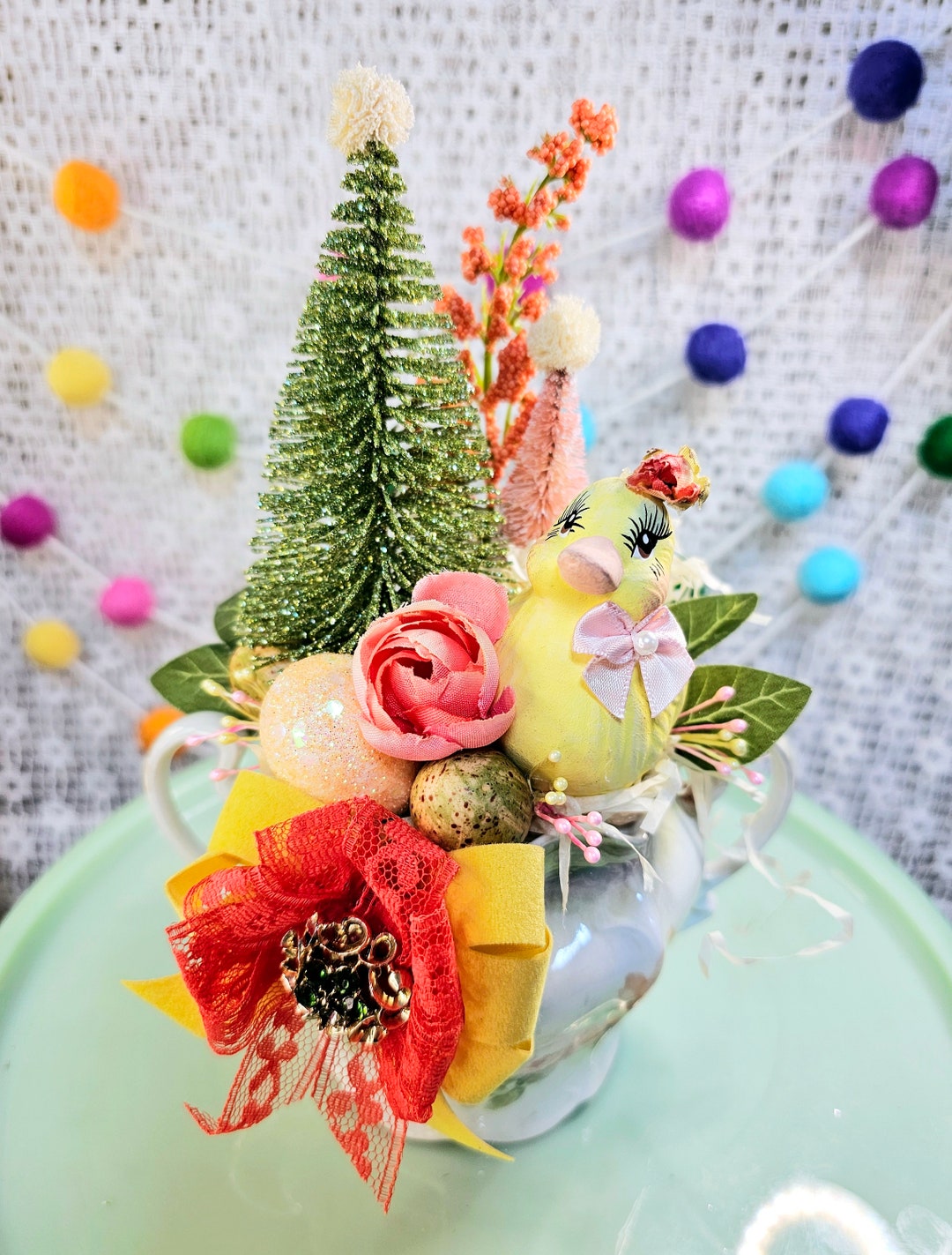 Handmade Vintage Easter Decor, Retro Easter Decoration, Upcycled Eco ...