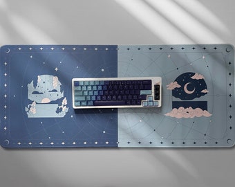 Green Themed Dawn & Dusk Deskmat Aesthetic Large Celestial Deskmat for ...