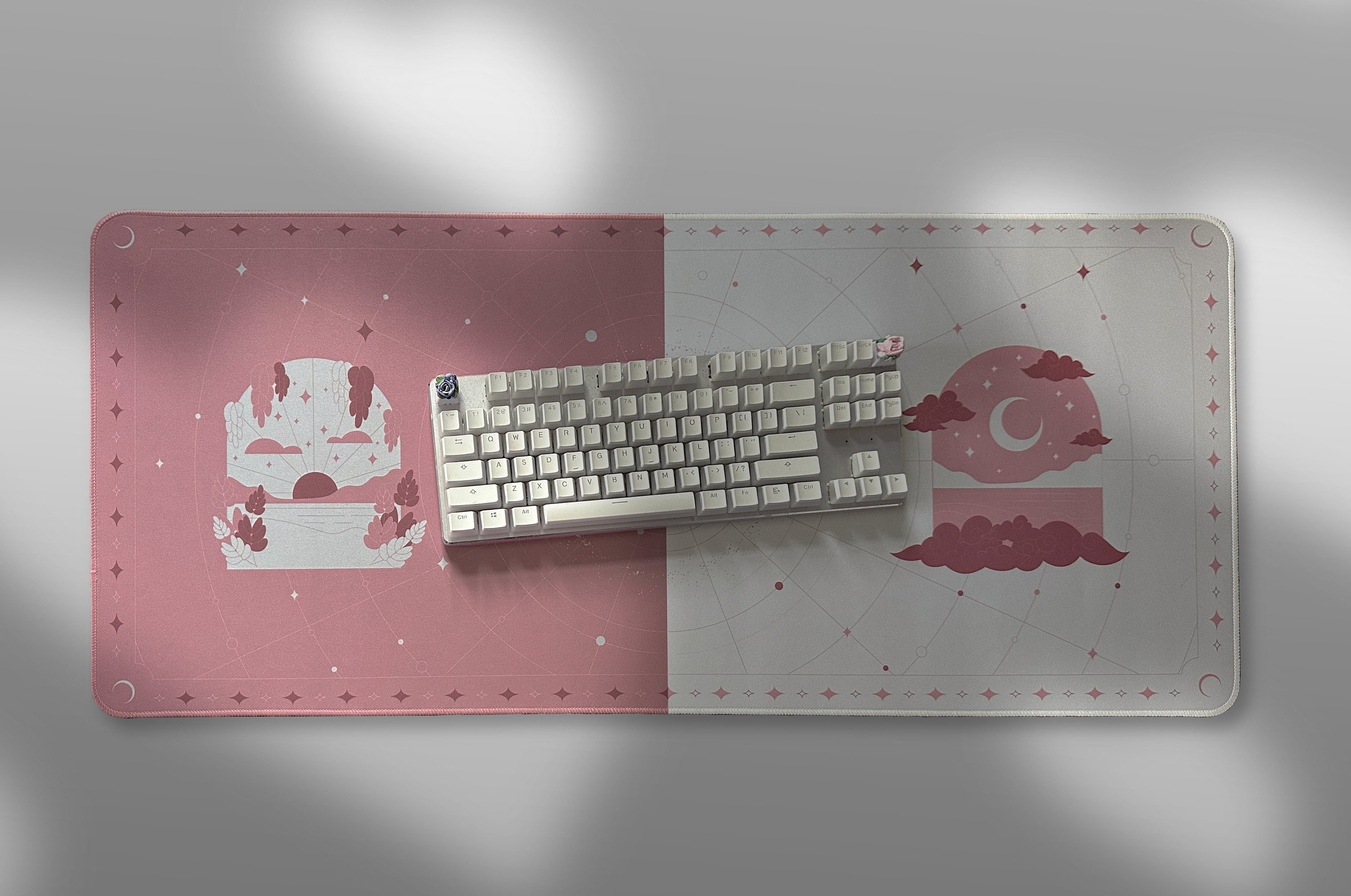 Pink Themed Dawn & Dusk Deskmat Aesthetic Large Celestial Deskmat for ...