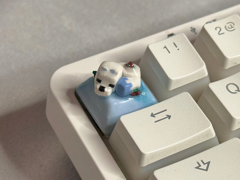 Arctic Fox Artisan Keycap - Minecraft Inspired | Cute Handmade Keycap ...