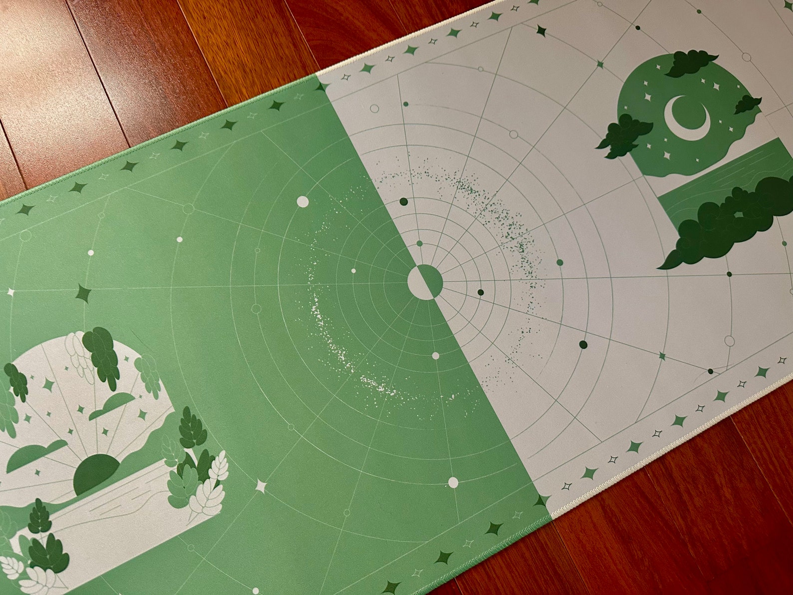 Green Themed Dawn & Dusk Deskmat Aesthetic Large Celestial Deskmat for ...