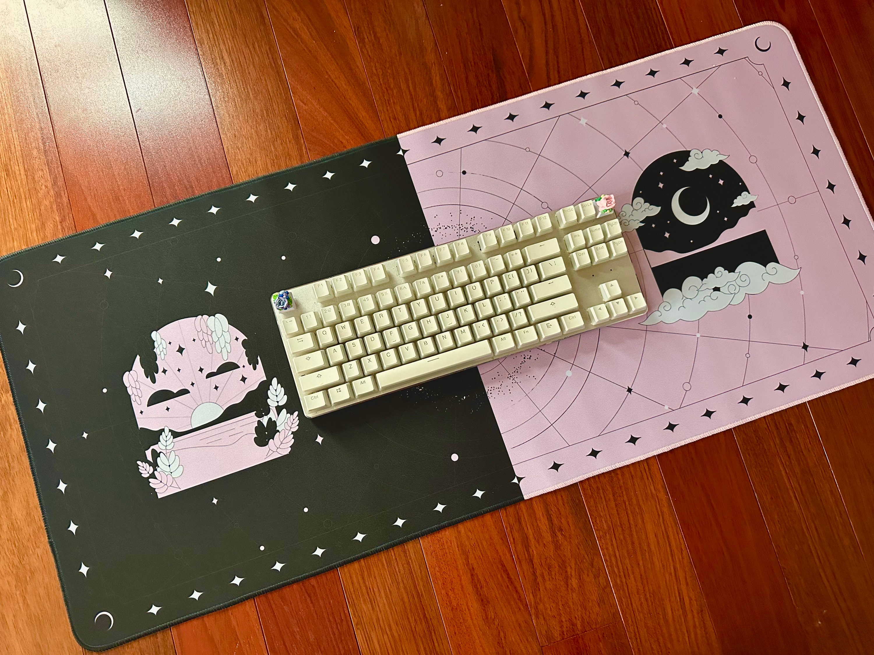 Black Pink Themed Dawn & Dusk Deskmat Large Celestial Deskmat for Desk ...